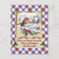 Boswell Crest & Tartan w/Robin Personalized Holiday Postcard | Zazzle