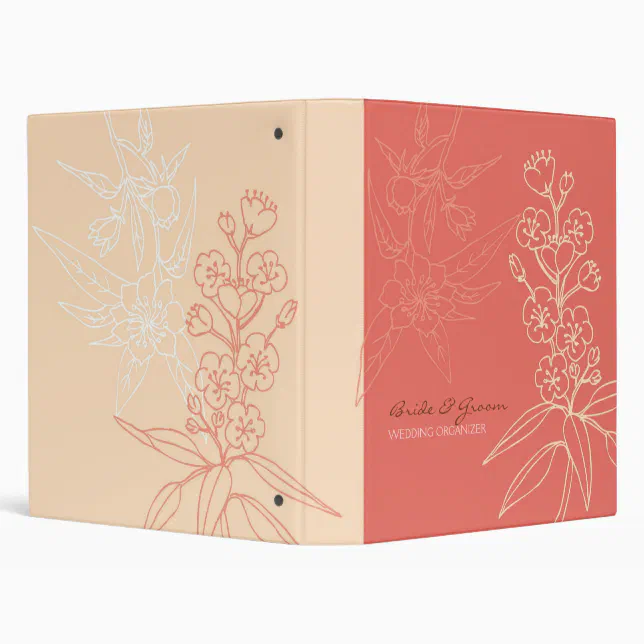 Botanica (Coral) Wedding Binder | Zazzle