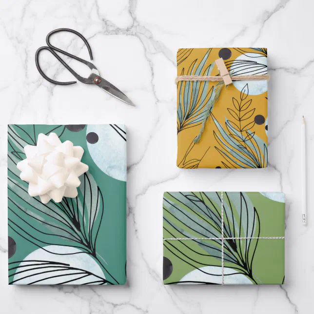 Botanical Abstract Pattern Wrapping Paper Sheets | Zazzle