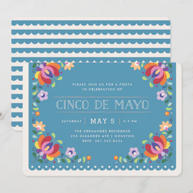 Botanical Banner Fiesta Invitation - Cerulean | Zazzle