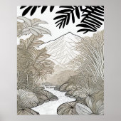 Botanical Black Rainforest Line Drawing Poster | Zazzle
