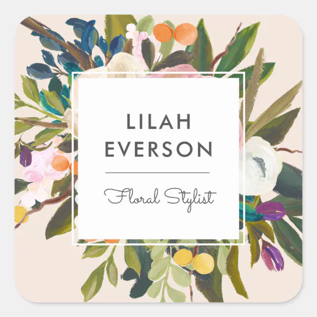 Botanical Bliss Floral Business Labels | Cream | Zazzle