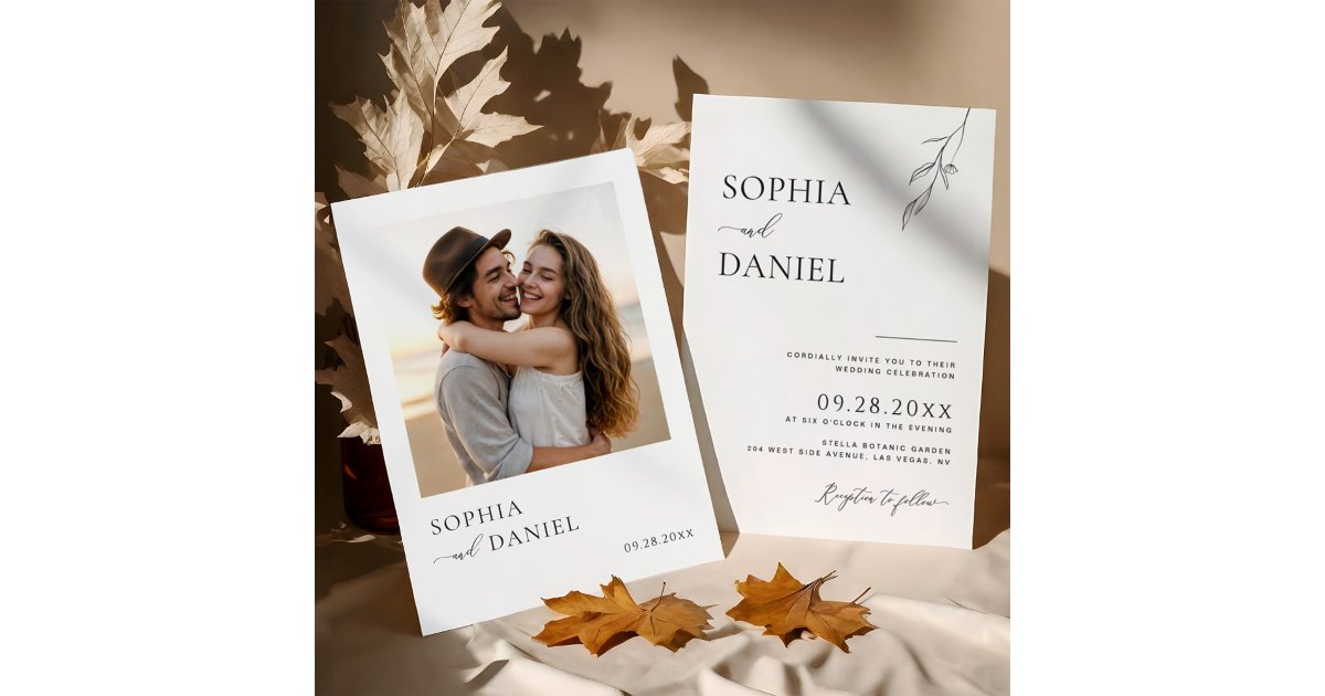 Botanical Bliss Modern Simplicity Wedding Invitation | Zazzle