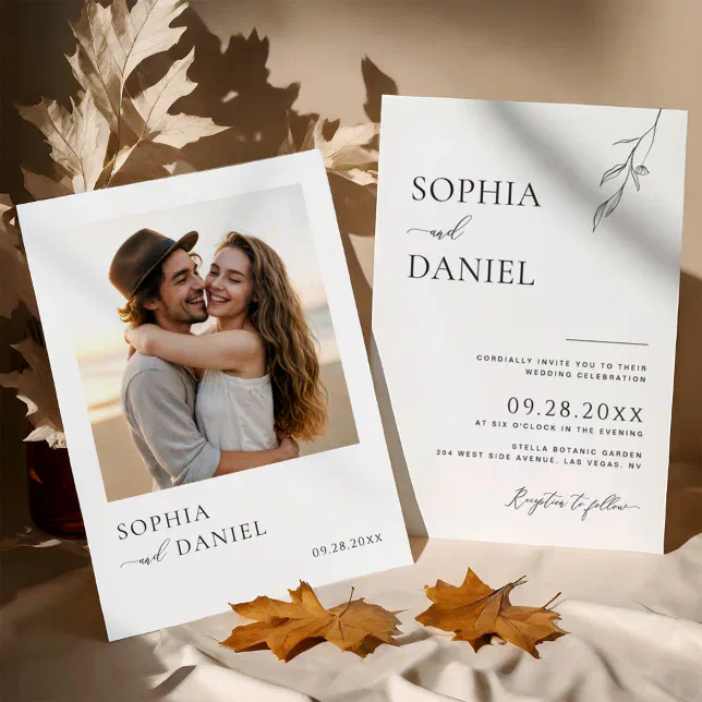 Botanical Bliss Modern Simplicity Wedding Invitation | Zazzle