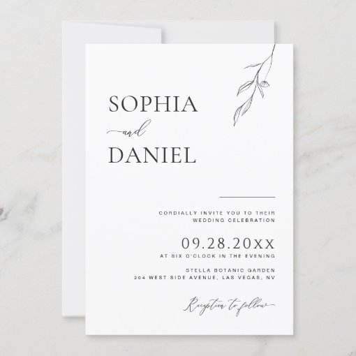 Botanical Bliss Modern Simplicity Wedding Invitation | Zazzle