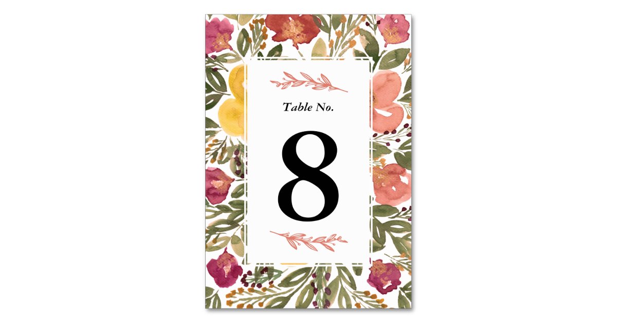 Botanical Bloom Painting Table Number | Zazzle