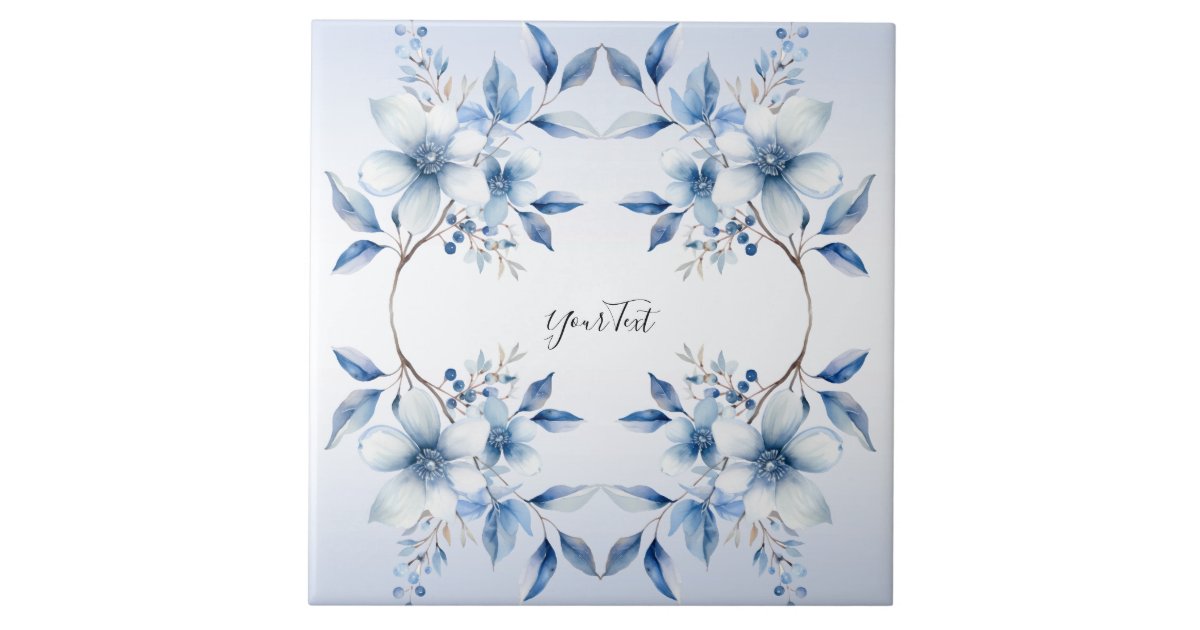 Botanical Blue Flowers Ceramic Tile | Zazzle