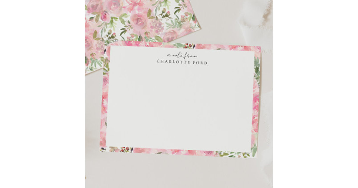 Botanical Blush Pink Peony Rose Girly Floral Frame Note Card | Zazzle