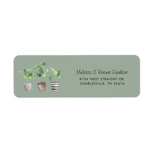 Botanical Boho Potted Plants Return Address Label | Zazzle