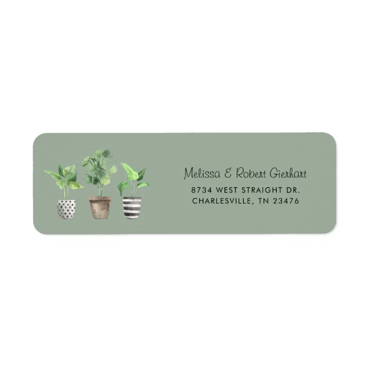 Botanical Boho Potted Plants Return Address Label | Zazzle