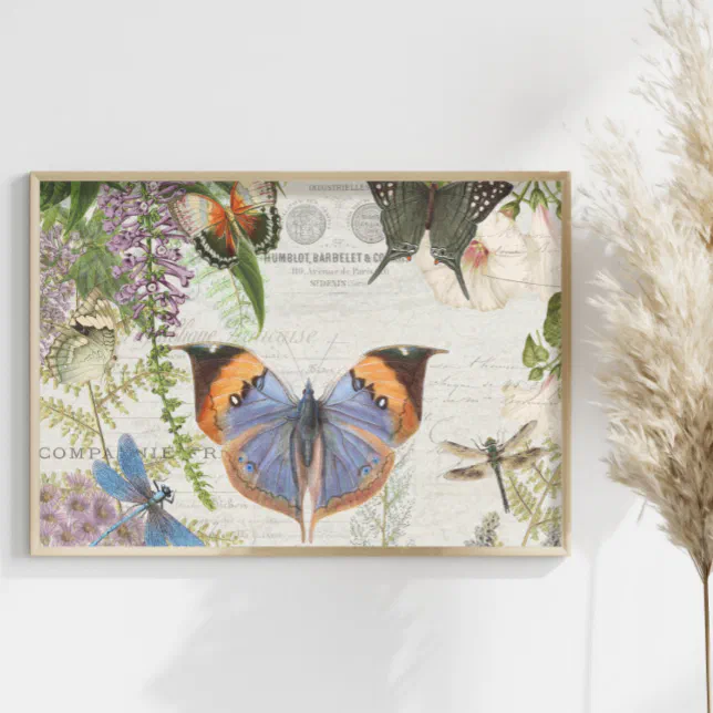 Botanical Butterfly Flower Garden Floral Decoupage Tissue Paper | Zazzle