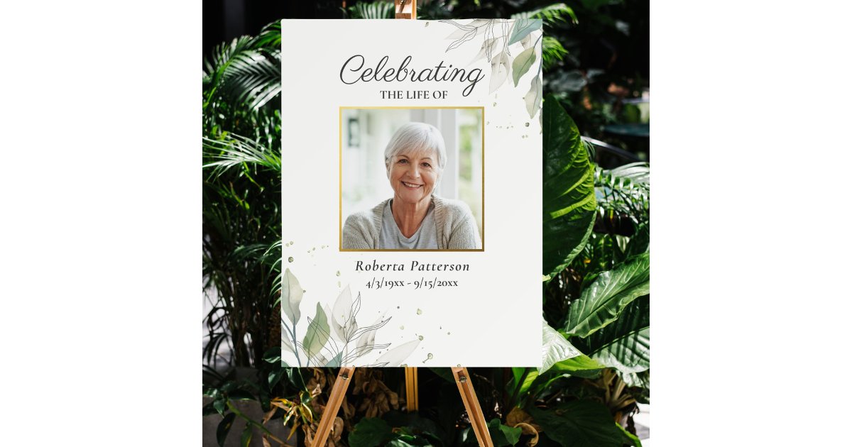 Botanical Celebration of Life Photo Funeral Poster | Zazzle