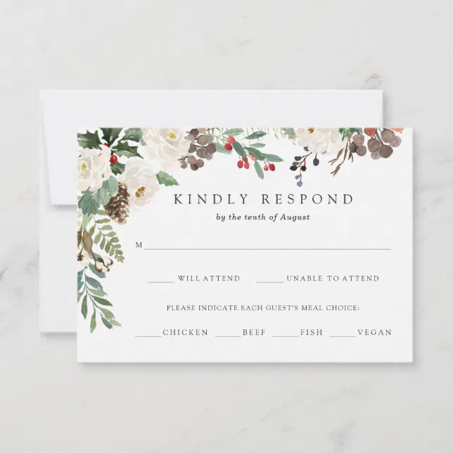 Botanical Christmas | Holiday Meal Choice RSVP | Zazzle