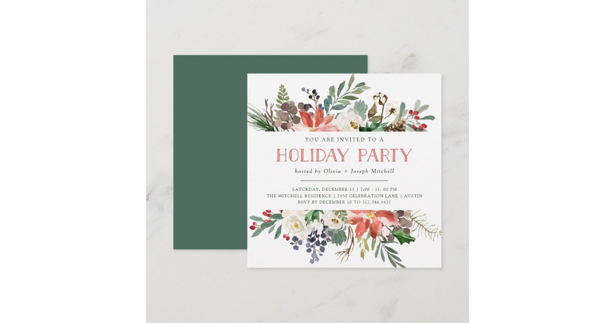 Botanical Christmas | Holiday Party Invitation | Zazzle