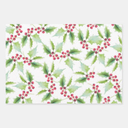 Botanical Christmas Watercolor Wrapping Paper Sheets | Zazzle