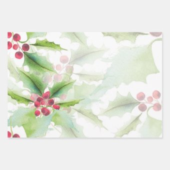 Botanical Christmas Watercolor Wrapping Paper Sheets | Zazzle