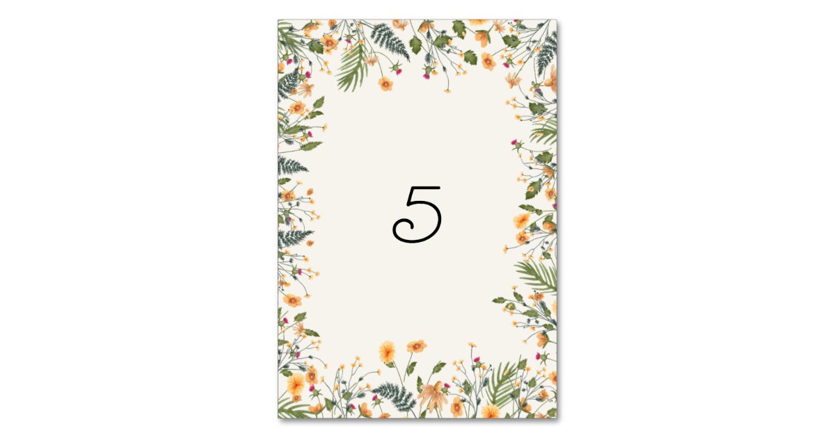 Botanical Daffodils Daisy Peony Flowers Wedding Table Number | Zazzle