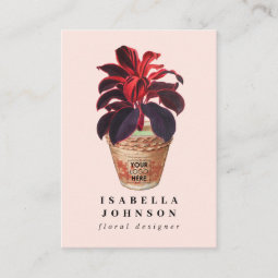 Botanical Designer Logo Pink QR Code Social Media Business Card | Zazzle