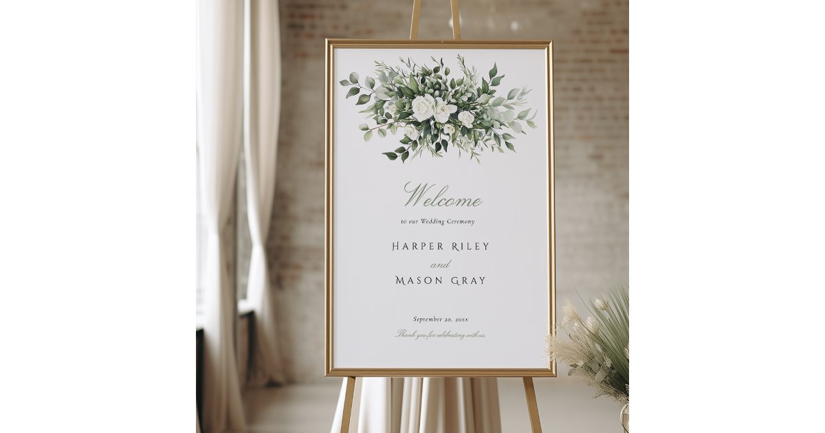 Botanical Elegance Wedding Welcome Sign | Zazzle