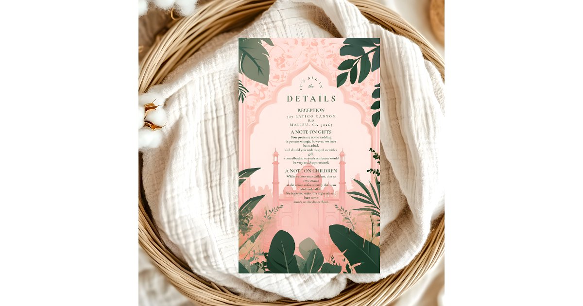 Botanical Elegant Floral Islamic Wedding Enclosure Card | Zazzle