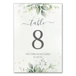 Botanical Eucalyptus Greenery Watercolor Elegant Table Number | Zazzle
