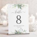 Botanical Eucalyptus Greenery Watercolor Elegant Table Number | Zazzle