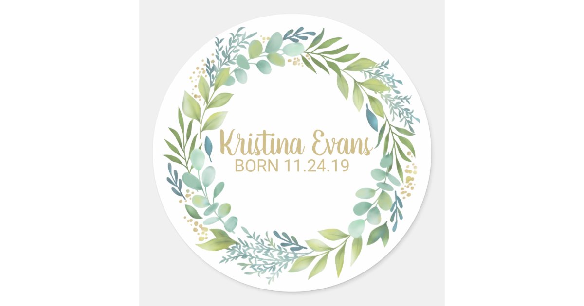 Botanical Eucalyptus Greenery Wreath Sticker | Zazzle