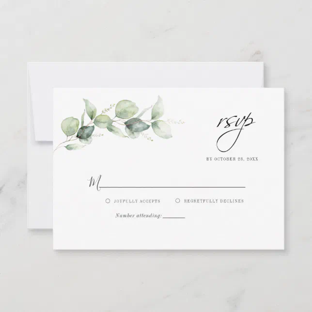 Botanical Eucalyptus Rustic Wedding RSVP Card | Zazzle