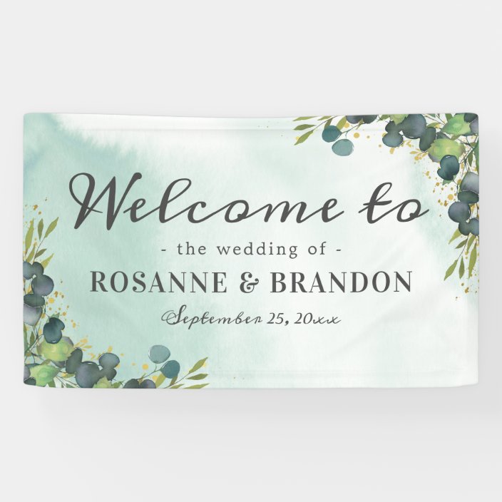 Botanical Eucalyptus Welcome Wedding Banner | Zazzle.com