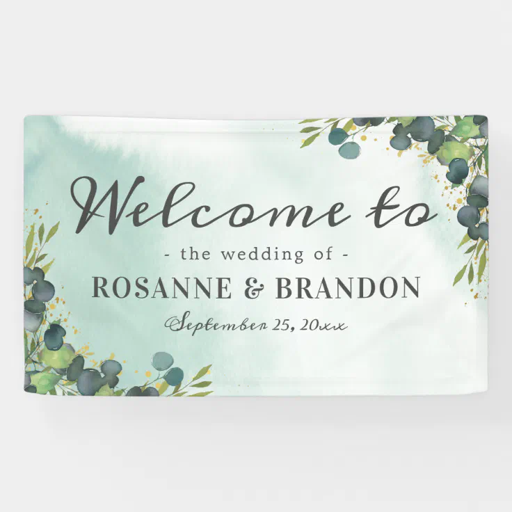 Botanical Eucalyptus Welcome Wedding Banner | Zazzle