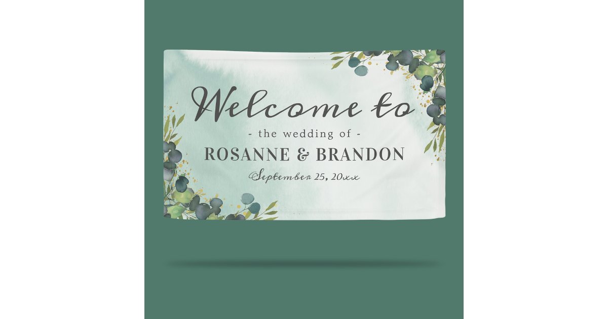 Botanical Eucalyptus Welcome Wedding Banner | Zazzle