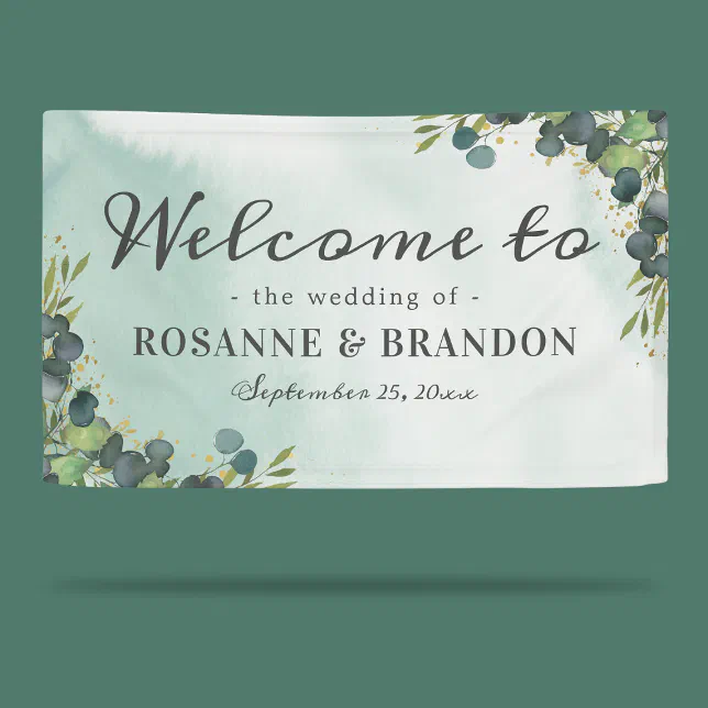 Botanical Eucalyptus Welcome Wedding Banner | Zazzle