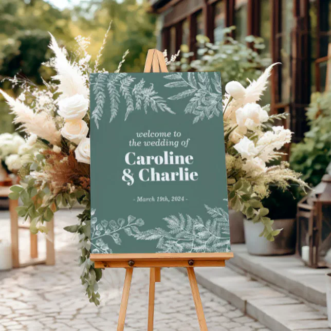 Botanical Fern Woodland Wedding Welcome Sign | Zazzle