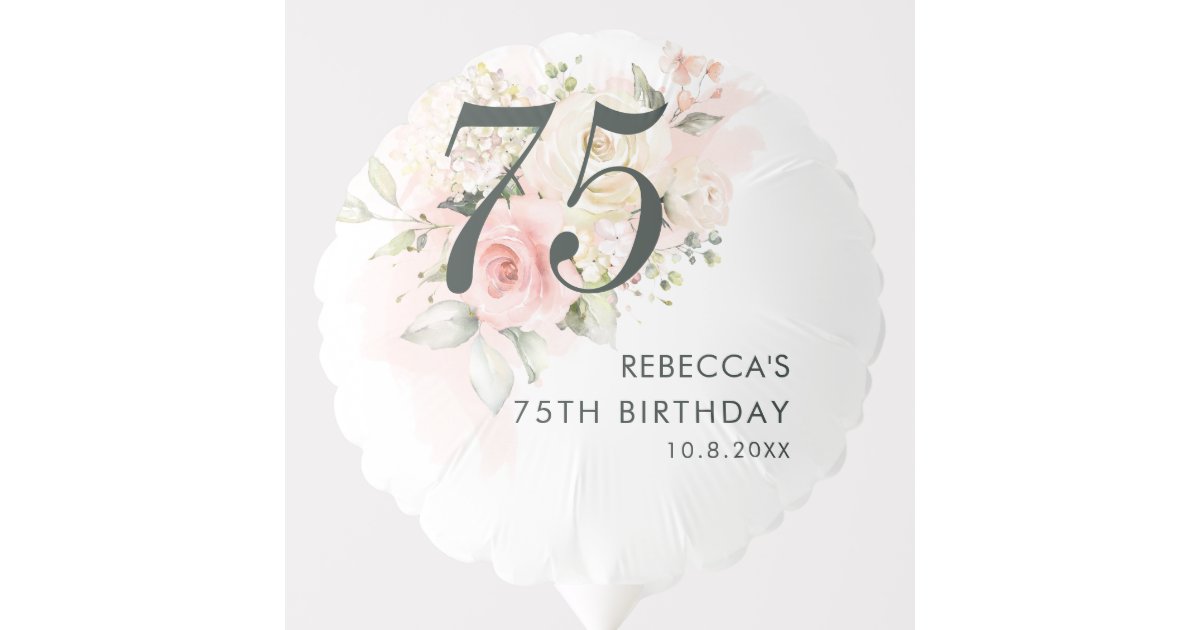 Botanical Floral 75th Birthday Party Balloon | Zazzle