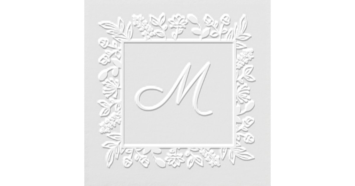 Botanical Floral Border Monogram Wedding Embosser. Embosser | Zazzle