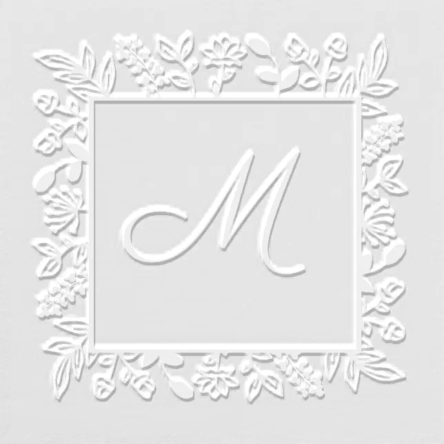 Botanical Floral Border Monogram Wedding Embosser. Embosser | Zazzle