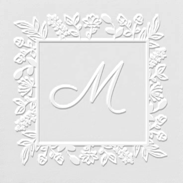 Botanical Floral Border Monogram Wedding Embosser. Embosser | Zazzle