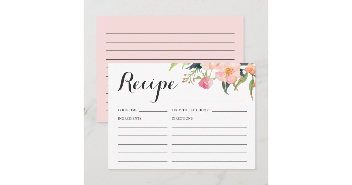 Botanical Floral Bridal Shower Recipe Card | Zazzle