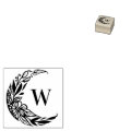 Botanical Floral Crescent Moon Custom Monogram Rubber Stamp | Zazzle