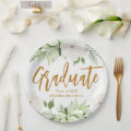 Botanical Floral Graduate Script Graduation White Paper Plates | Zazzle