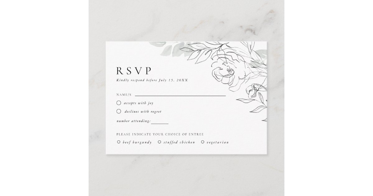 Botanical Floral Illustration RSVP Card | Zazzle