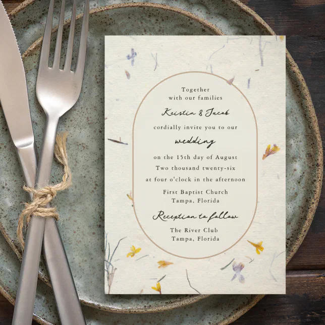 Botanical Floral Paper Modern Digital Wedding Invitation | Zazzle