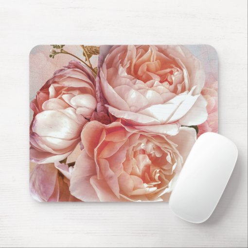 Botanical Floral Peony Blush Pink Rose Mouse Pad | Zazzle