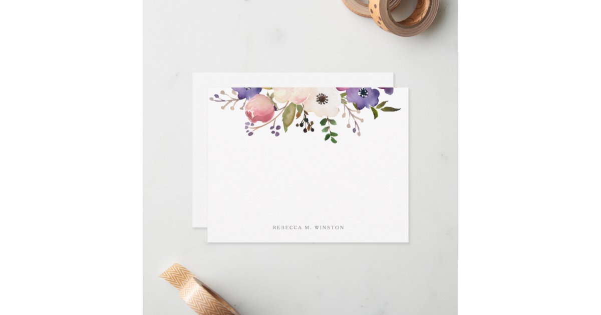 Botanical Floral Personalized Note Card | Zazzle