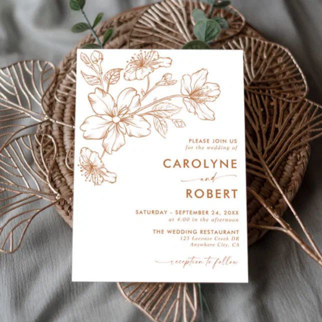 Botanical Floral Photo Wedding Invitation | Zazzle