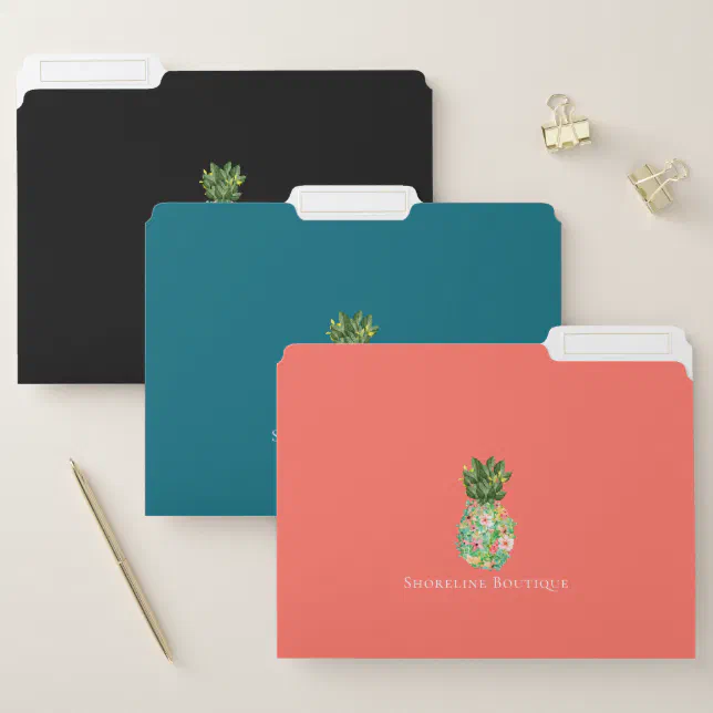 Botanical Floral Pineapple Logo File Folder | Zazzle