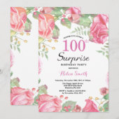 Botanical Floral Surprise 100th Birthday Invitation | Zazzle
