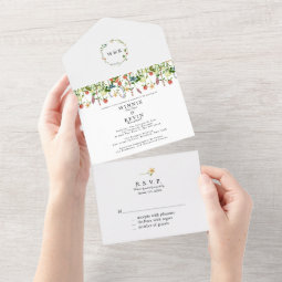 Botanical Floral Wedding All In One Invitation | Zazzle