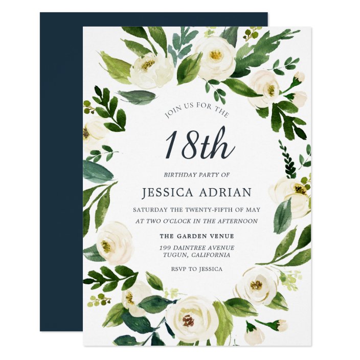 Botanical Floral Wreath 18th Birthday Party Invite | Zazzle.com