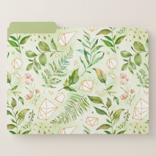 Botanical Florals Geometric Crystals Pink Flowers File Folder | Zazzle